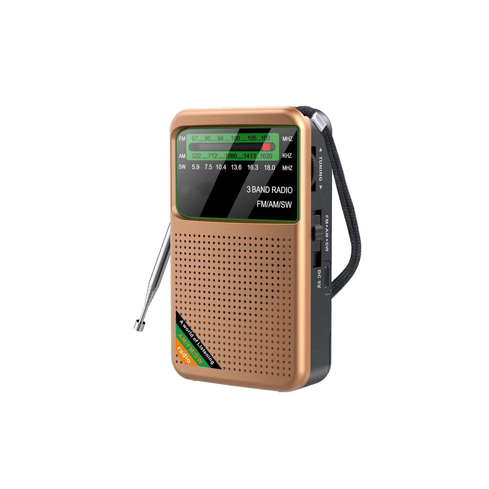 2025 New Portable AM/FM/SW Shortwave Radio - Retro Transistor Design ...