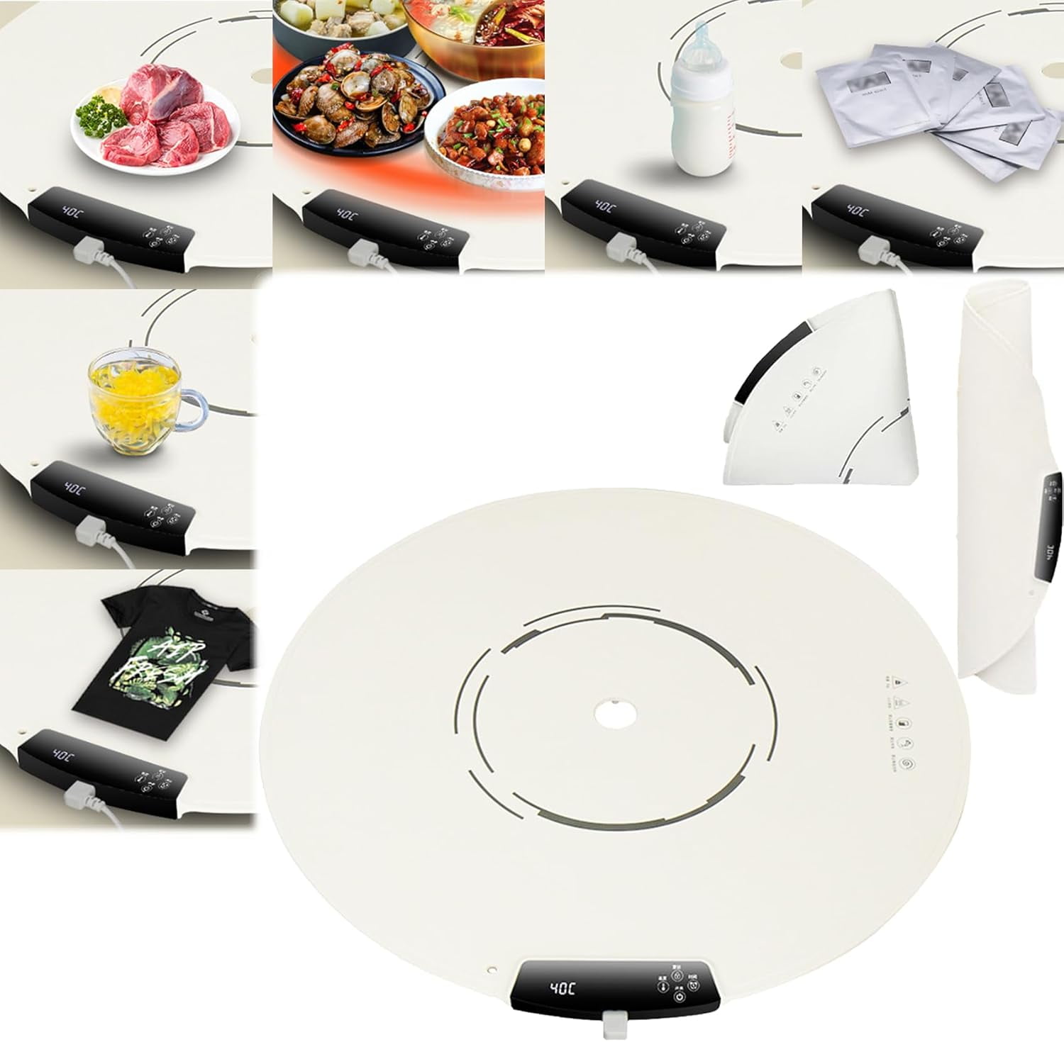 2025 New Portable Electric Round Warming Tray 25.6” Roun Portable ...