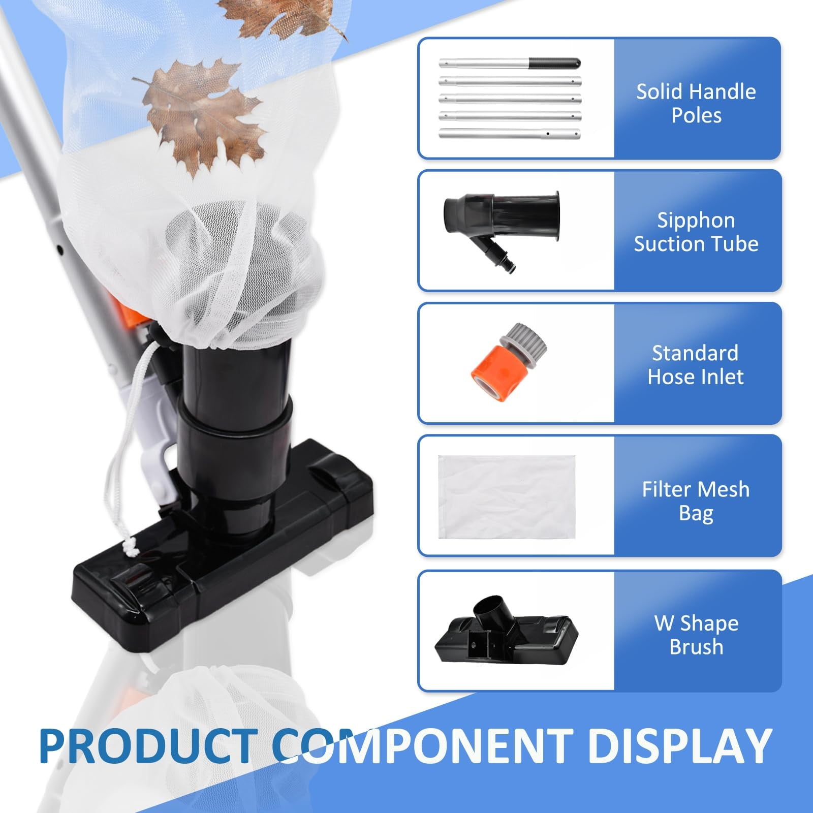 2025 New Portable Pool Vacuum Cleaner, Kit with Pool Skimmer Net Pond, Party Supplies Fountain ...