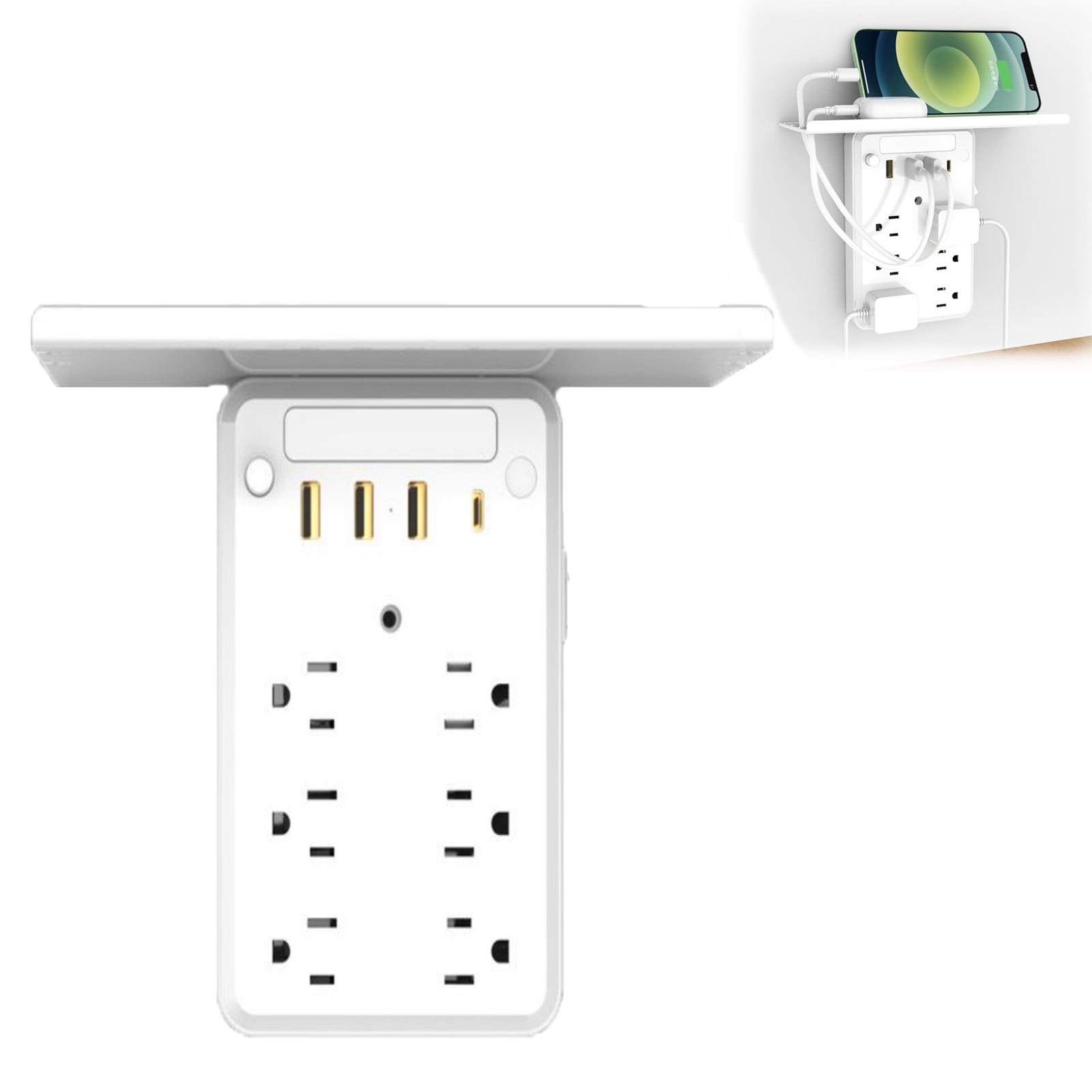 2025 New Preliminark Wall Outlet Extender with Shelf Night, Power Strip ...