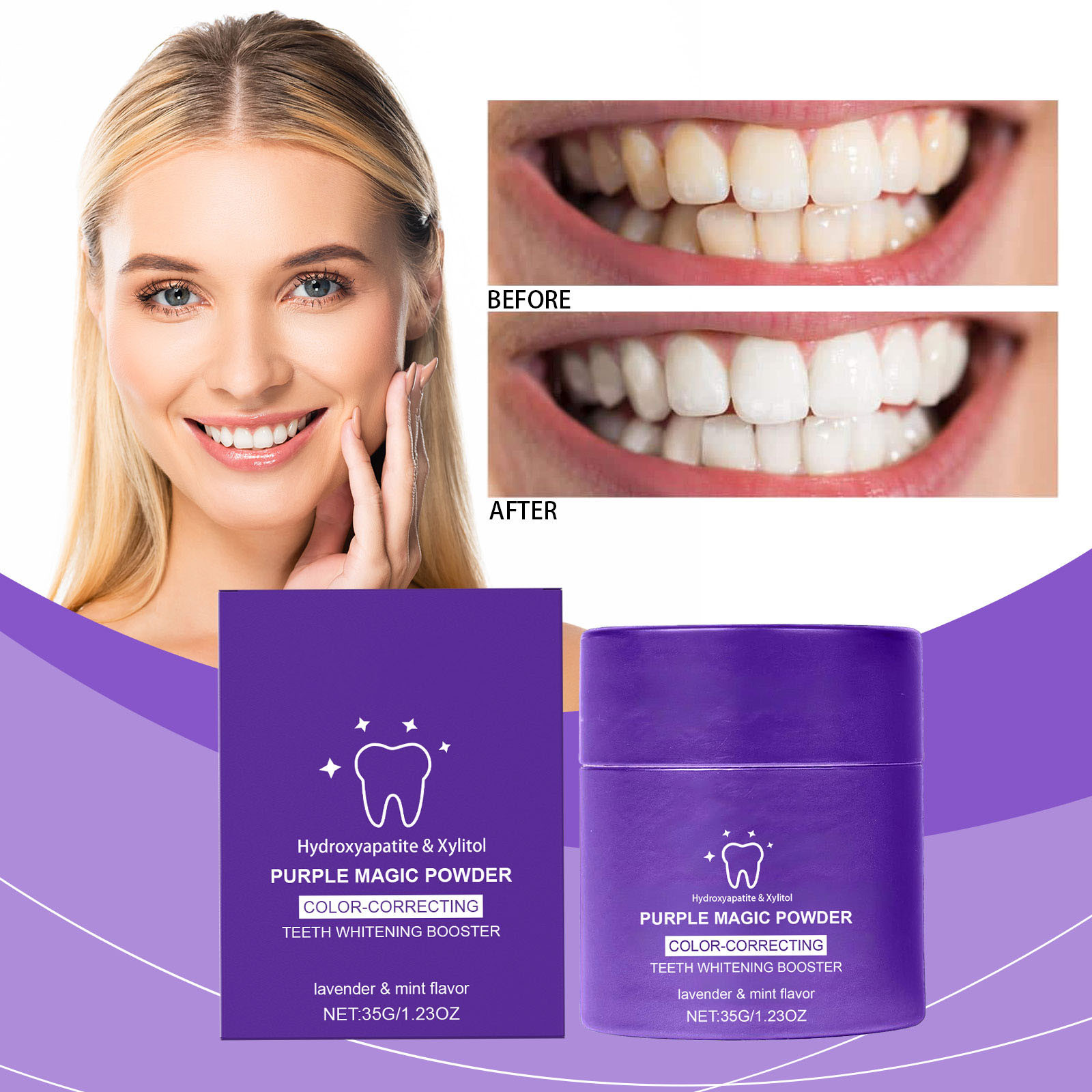 2025 New Purple MagicTeeth Whitening Powder for Removing Stains, Deep ...