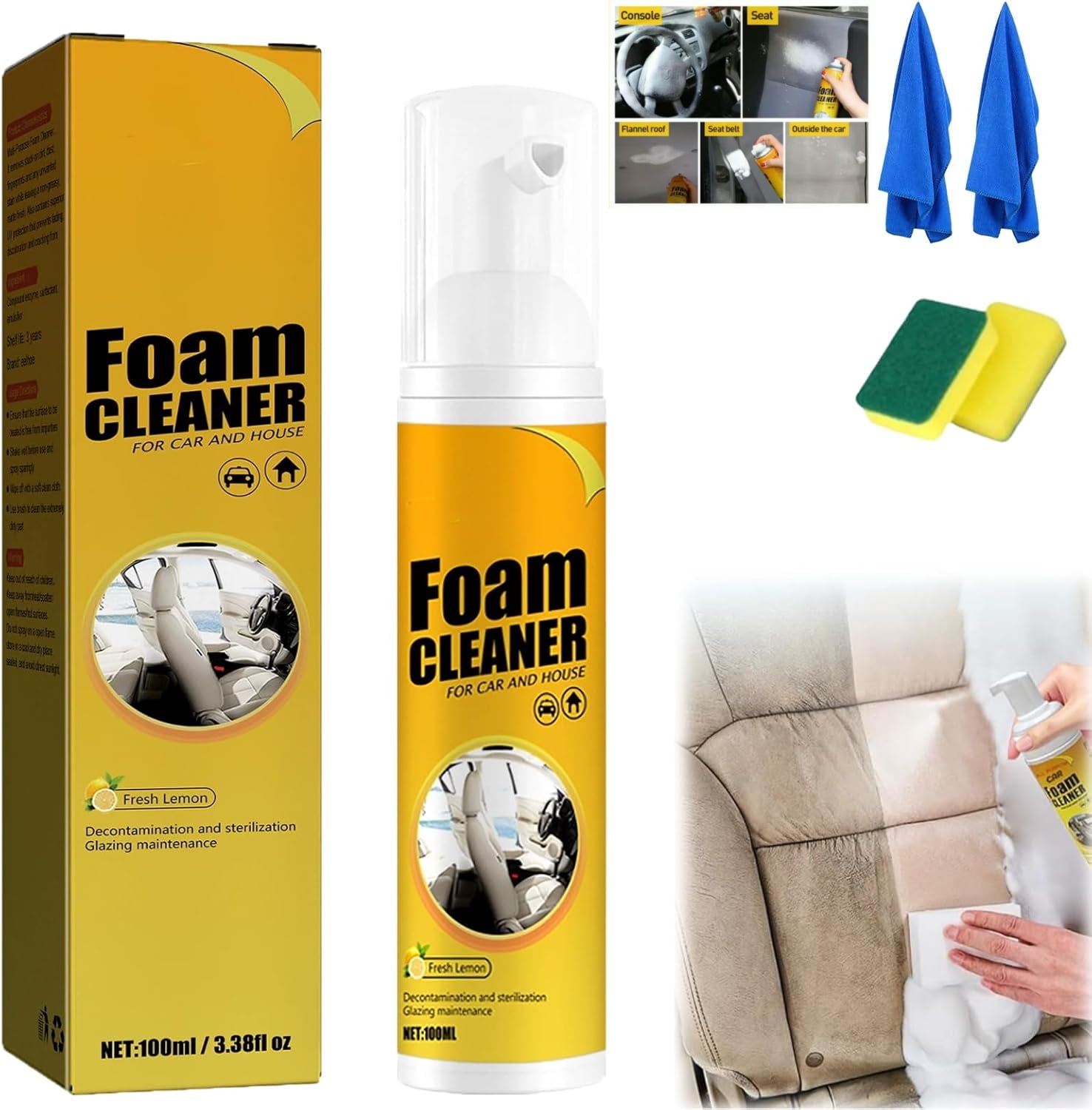 2025 New All Purpose Car Foam Cleaner,All-Purpose Rinse-Free Cleaning Spray,magic foam cleaner ...