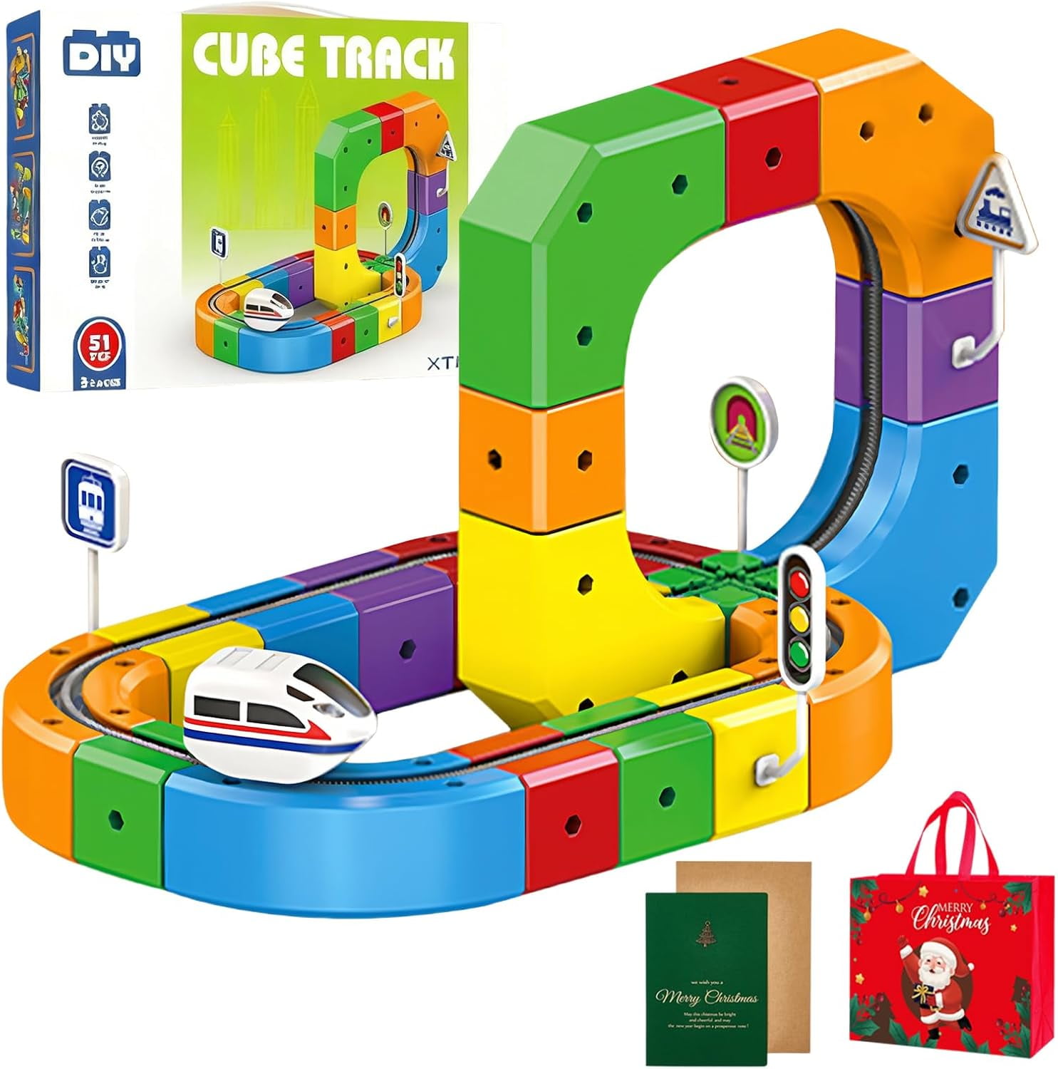 2025 New Rail Electric Train Set, Flexible Race Track with Christmas ...