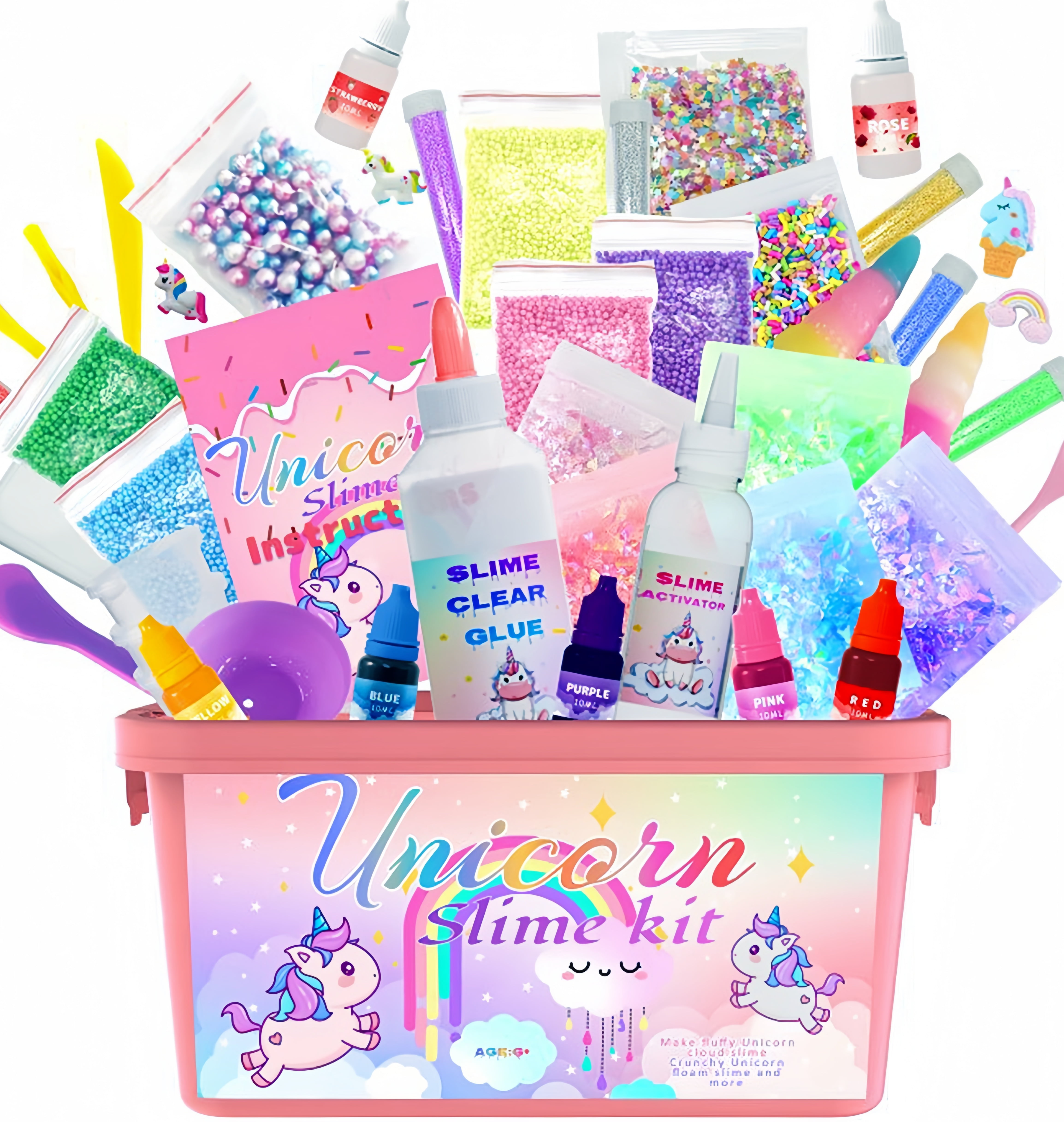 2025 New Rainbow Unicorn Slime Kit, Shimmer Unicorn Slime Making Kit ...