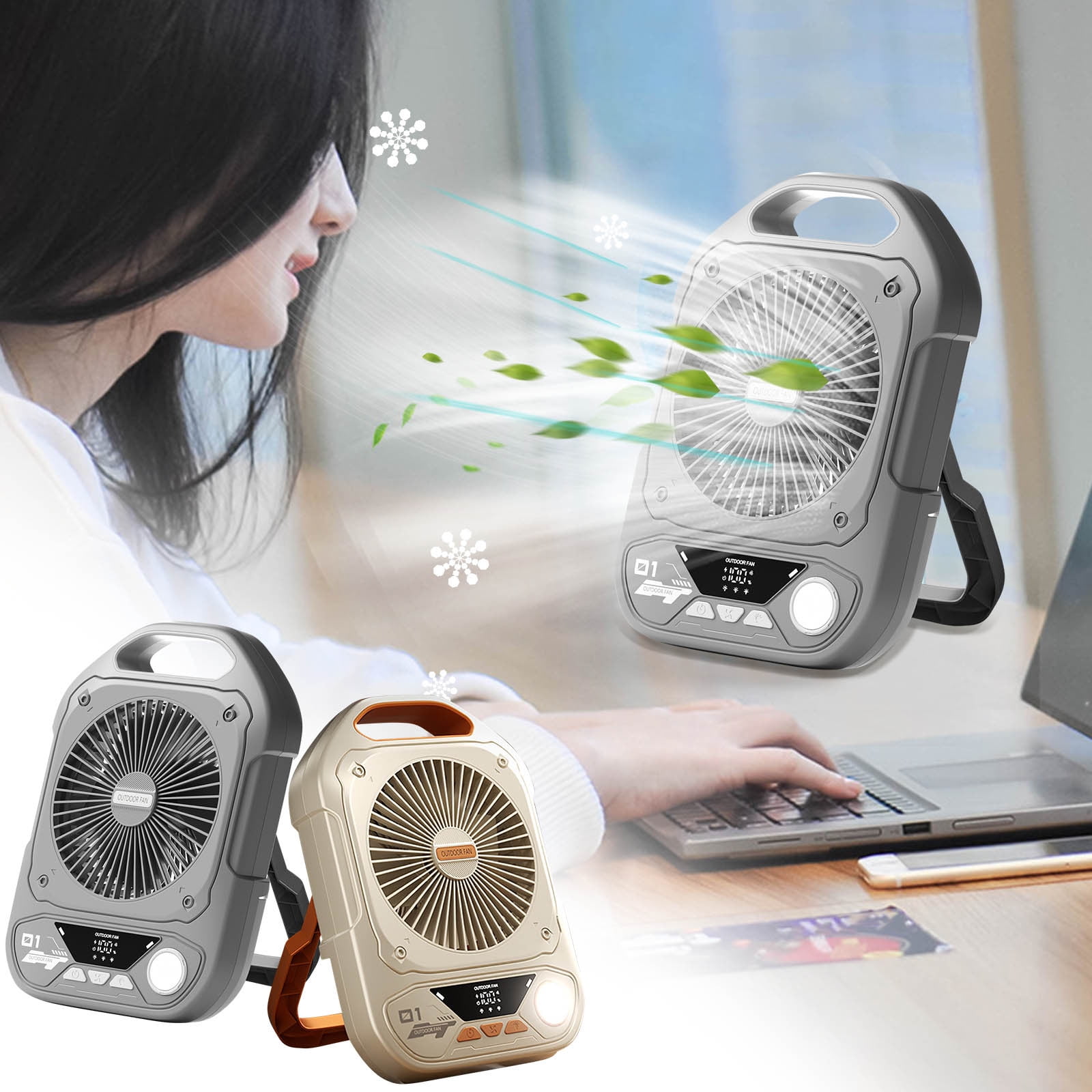 2025 New Rechargeable Camping Fan with Led Clearance, Wireless Battery ...