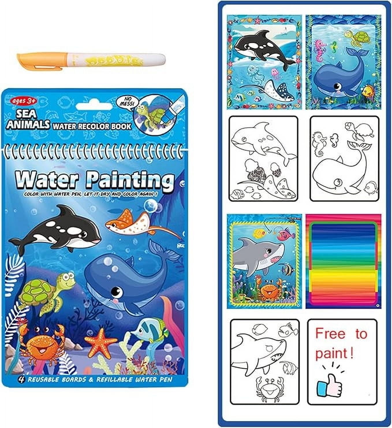 2025 New Reusable Magic Water Doodle Book, Water Coloring Books, Water ...