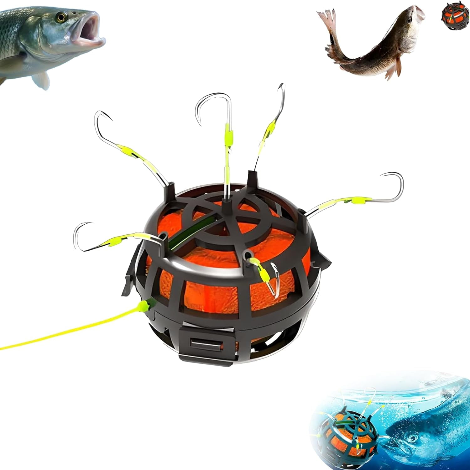 2025 New Reverse Bottom Bait Cage Fishing Hook, 360° Floating Bait Cage ...