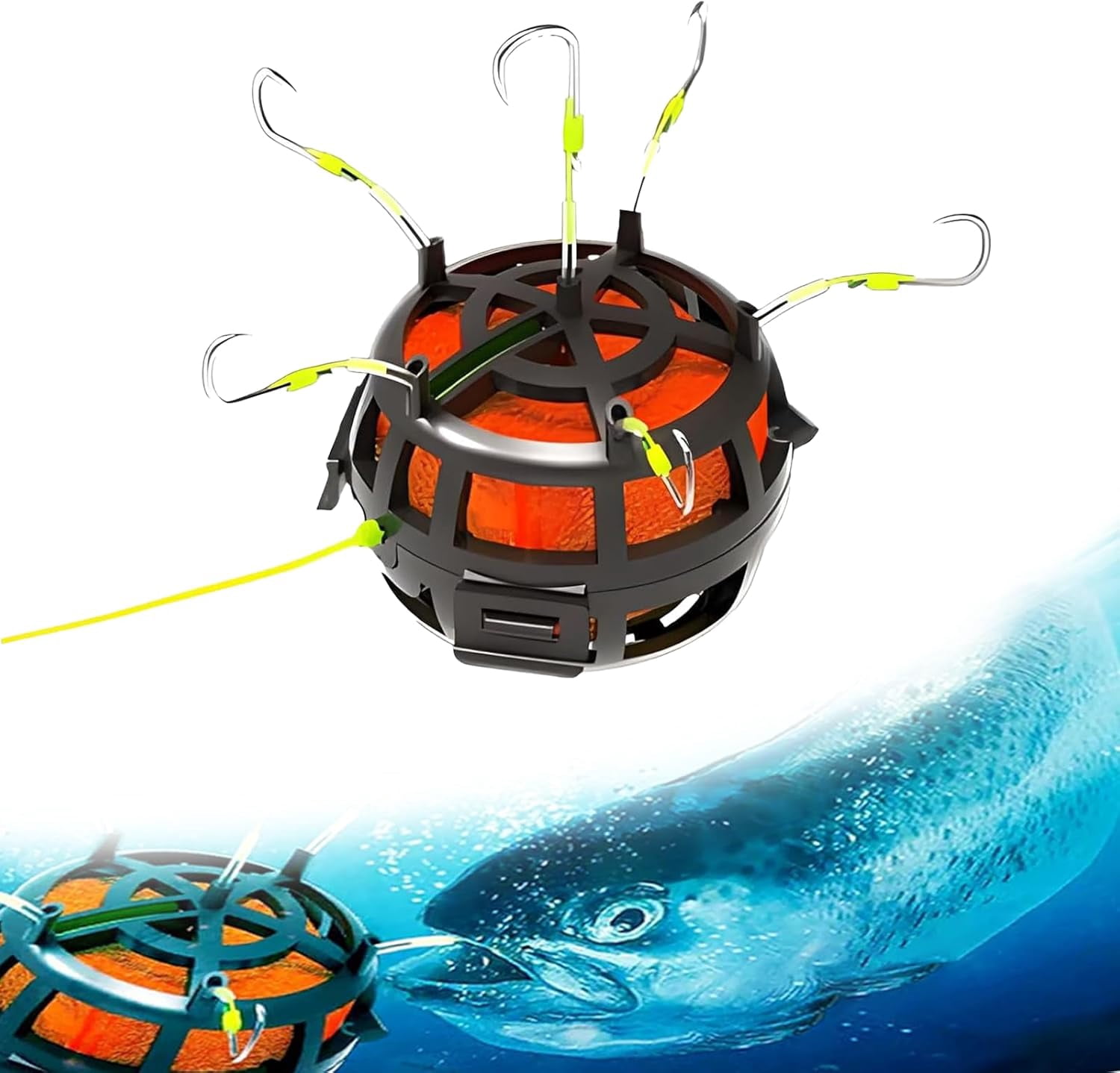 2025 New Reverse Bottom Bait Cage Fishing Hook, 360° Floating Bait Cage ...