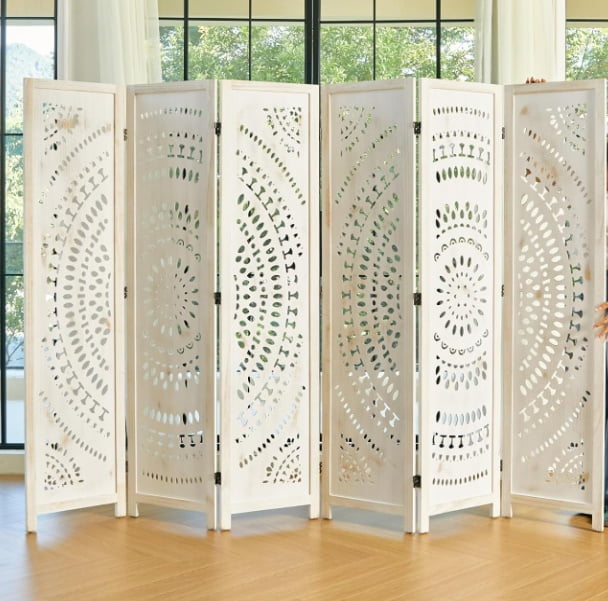 2025 New Rustic Wood Room Divider - 67" Farmhouse Privacy Screen with ...
