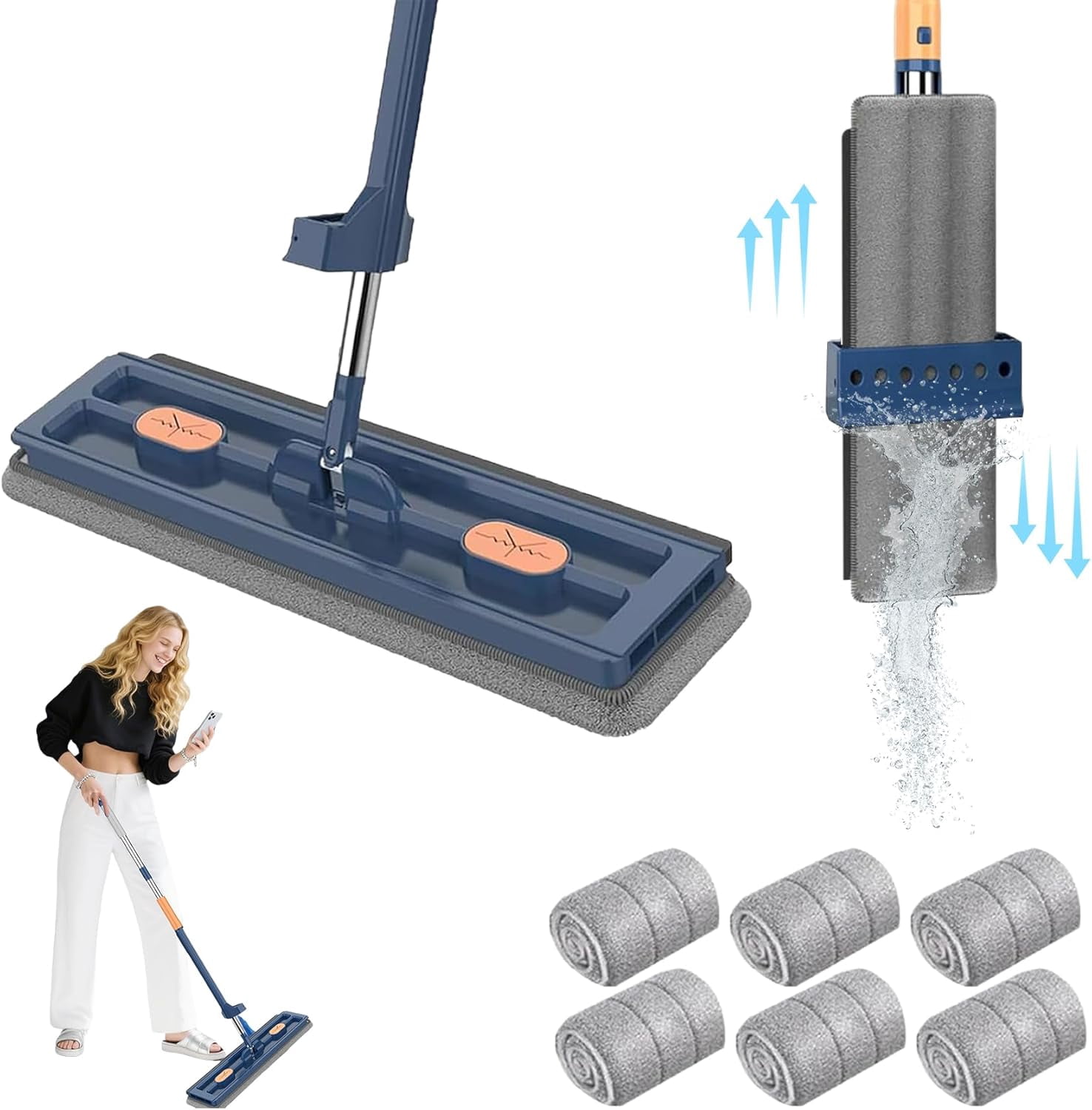2025 New Saker Plus Large Flat Mop, Saker Plus Mop, 360 Rotation Flat ...
