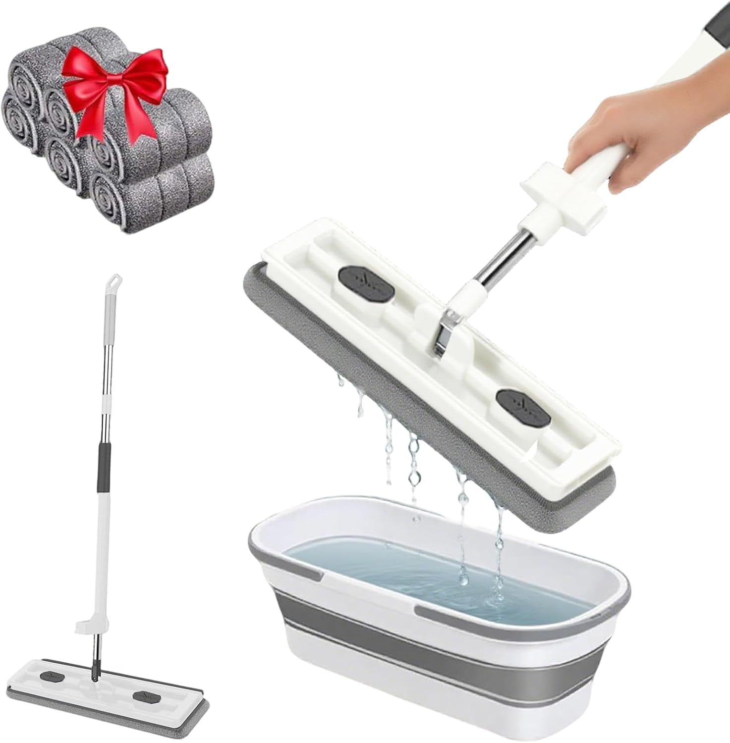 2025 New Saker Plus Large Flat Mop - with Wringer Bucket, 360° Rotating ...