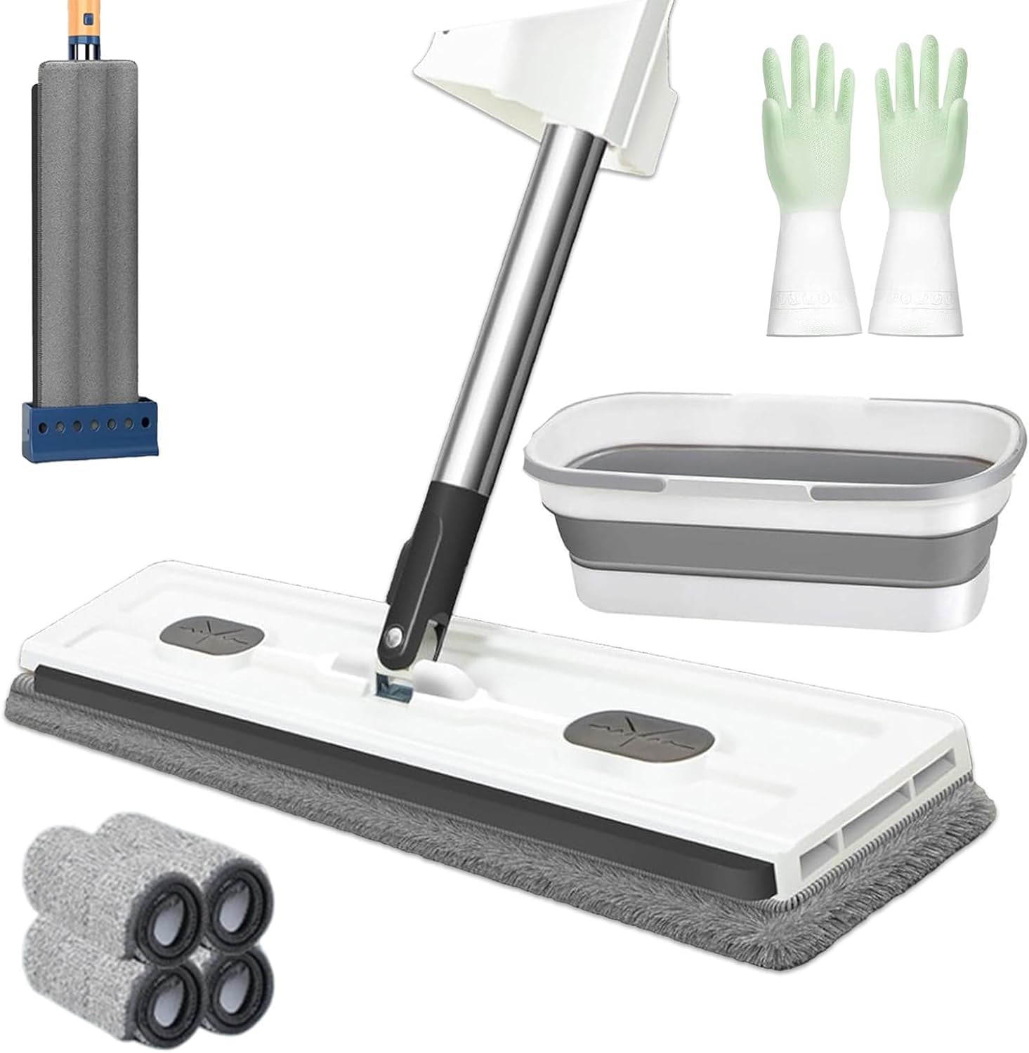 2025 New Saker Plus Mop, 360° Rotation Saker Plus Mop and Bucket Set, Wet and Dry Self Wringing ...