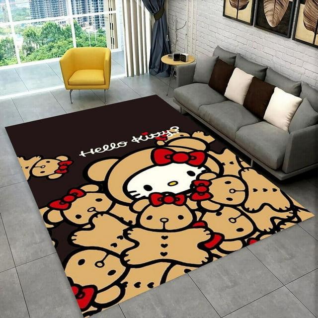 2025 New Sanrio Hello Kitty Cat Cartoon Girl Gift Rug Carpet for Living ...