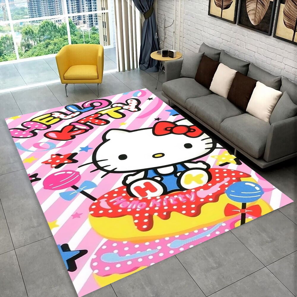 2025 New Sanrio Hello Kitty Cat Cartoon Girl Gift Rug Carpet for Living ...