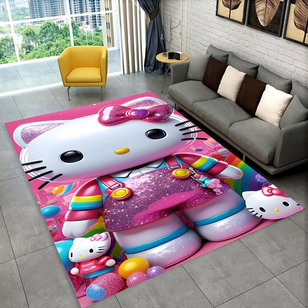 2025 New Sanrio Hello Kitty Cat Cartoon Girl Gift Rug Carpet for Living ...