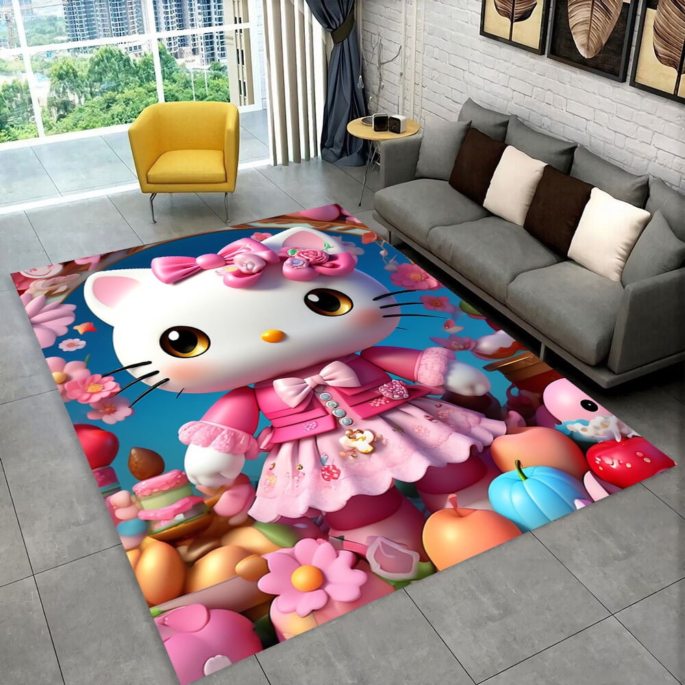 2025 New Sanrio Hello Kitty Cat Cartoon Girl Gift Rug Carpet for Living ...