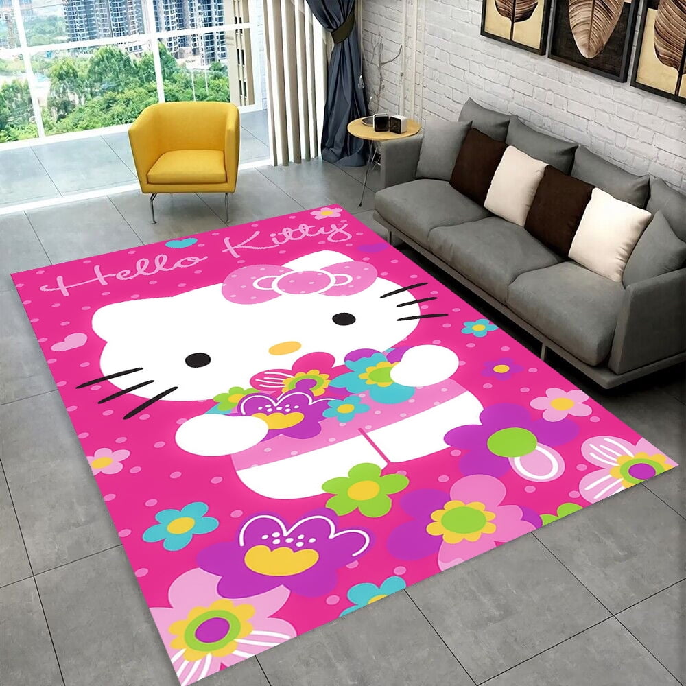 2025 New Sanrio Hello Kitty Cat Cartoon Girl Gift Rug Carpet for Living ...