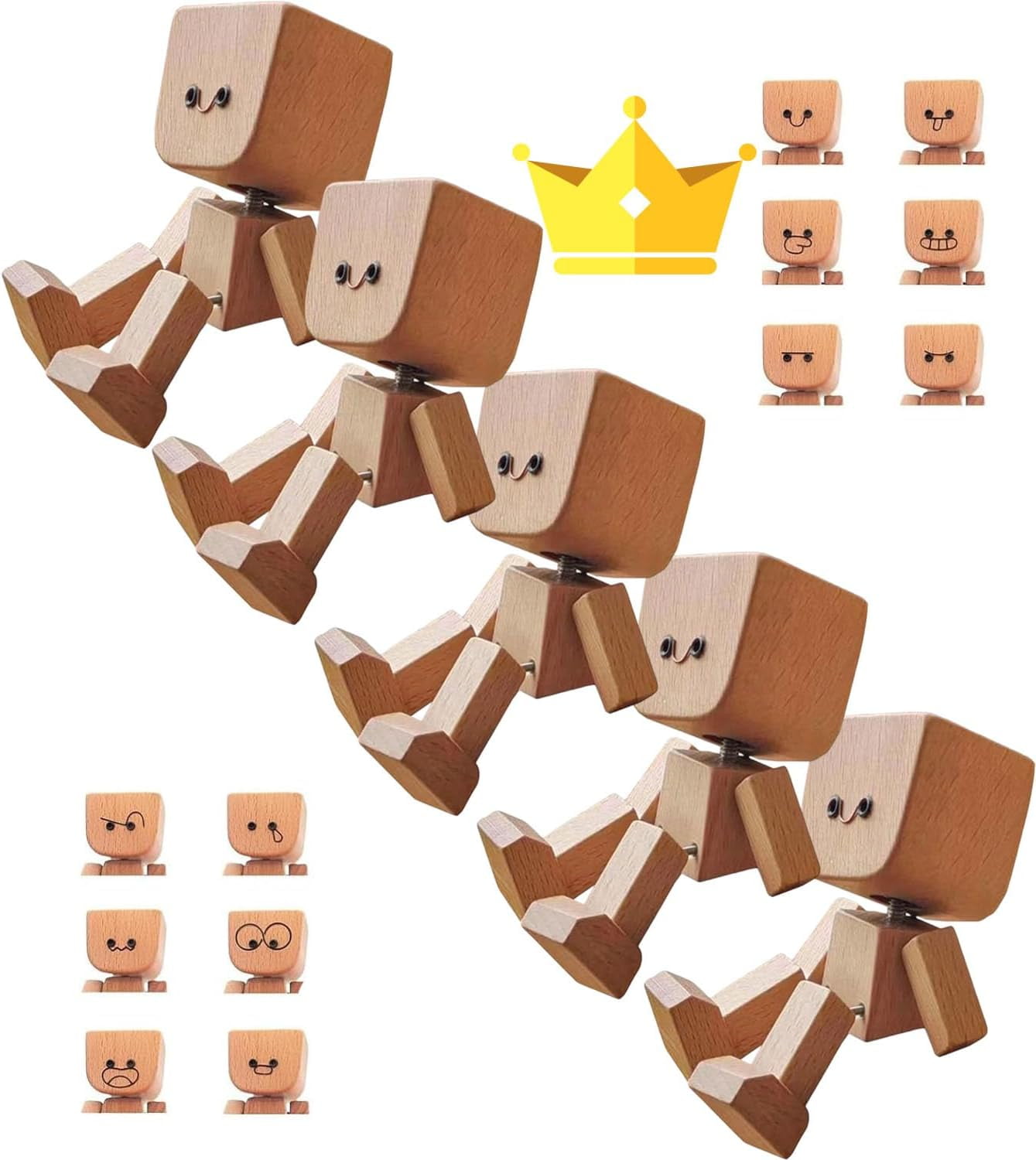 2025 New Shaking Wooden Man Figurine, Handmade Shaking Feet Wooden Car ...