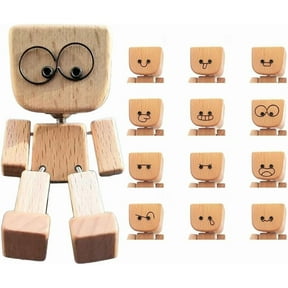 Shaking Feet Wooden Doll,Shaking Wooden Man Figurine,Wood Car Desktop ...