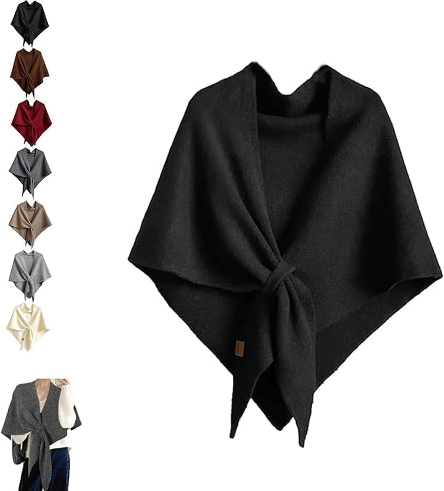 2025 New Shawl Wraps for Women, Women's Solid Color Knitted Triangle ...