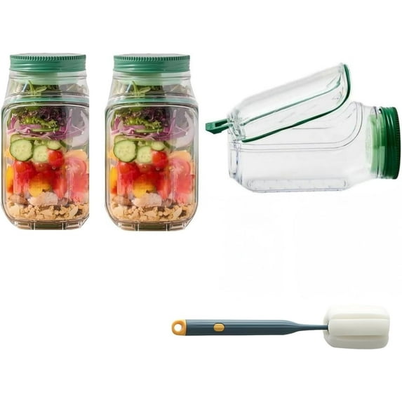 Side-Opening Leakproof Dishwasher Safe All-in-One Meal Prep Salad Jar ...