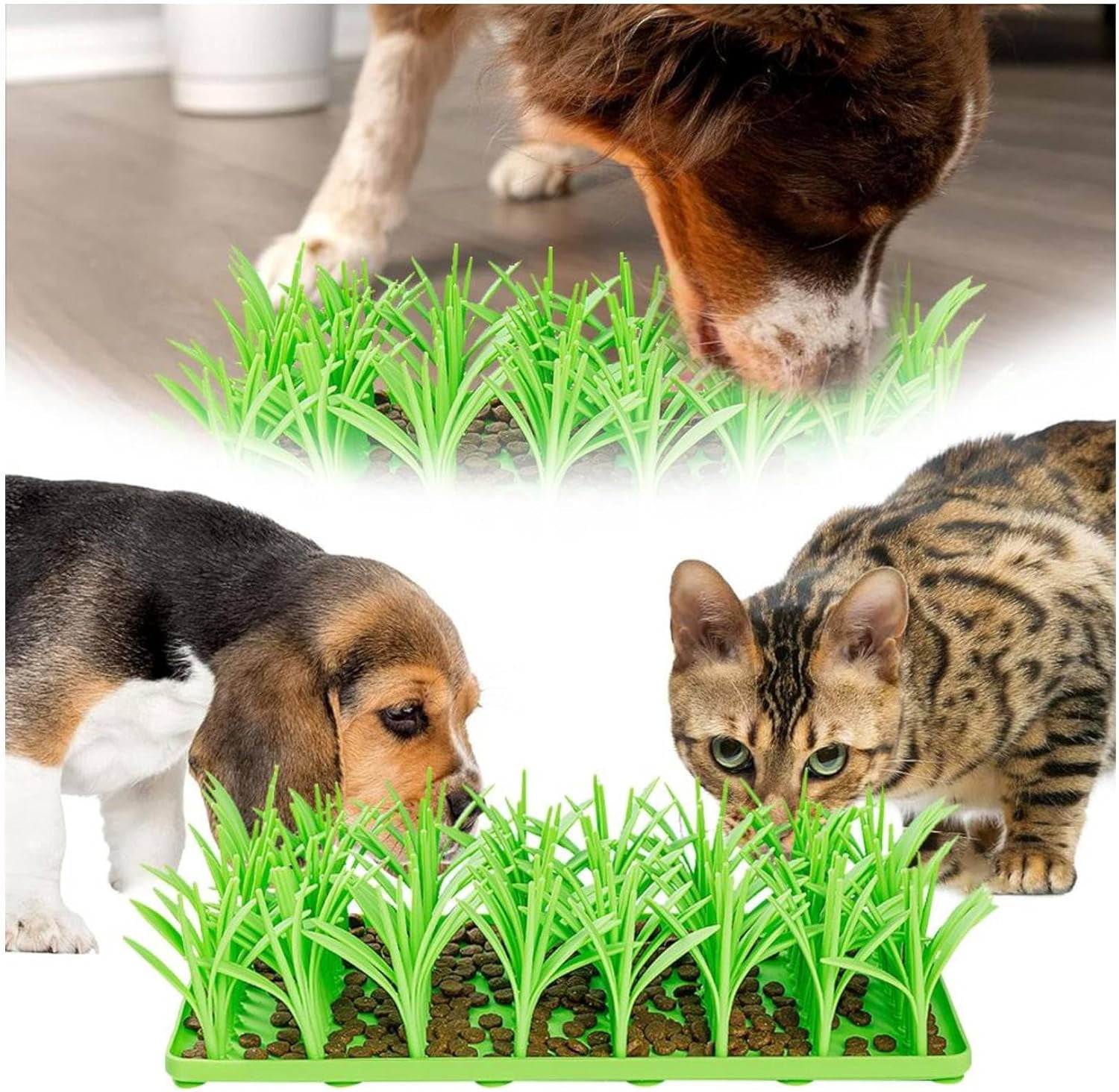2025 New Silicone Grass Mat for Cats, Slow Food Cat Food Mat for Indoor ...