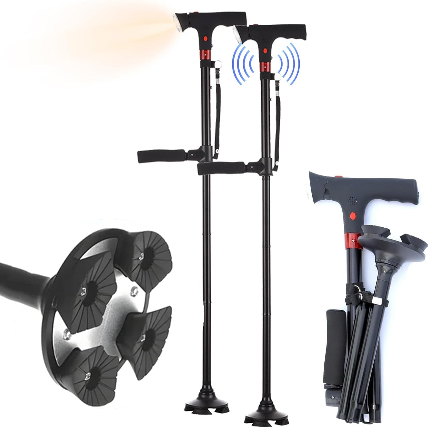 2025 New Smart Walking Cane for Men Women with Alarm & Light, LED Light ...