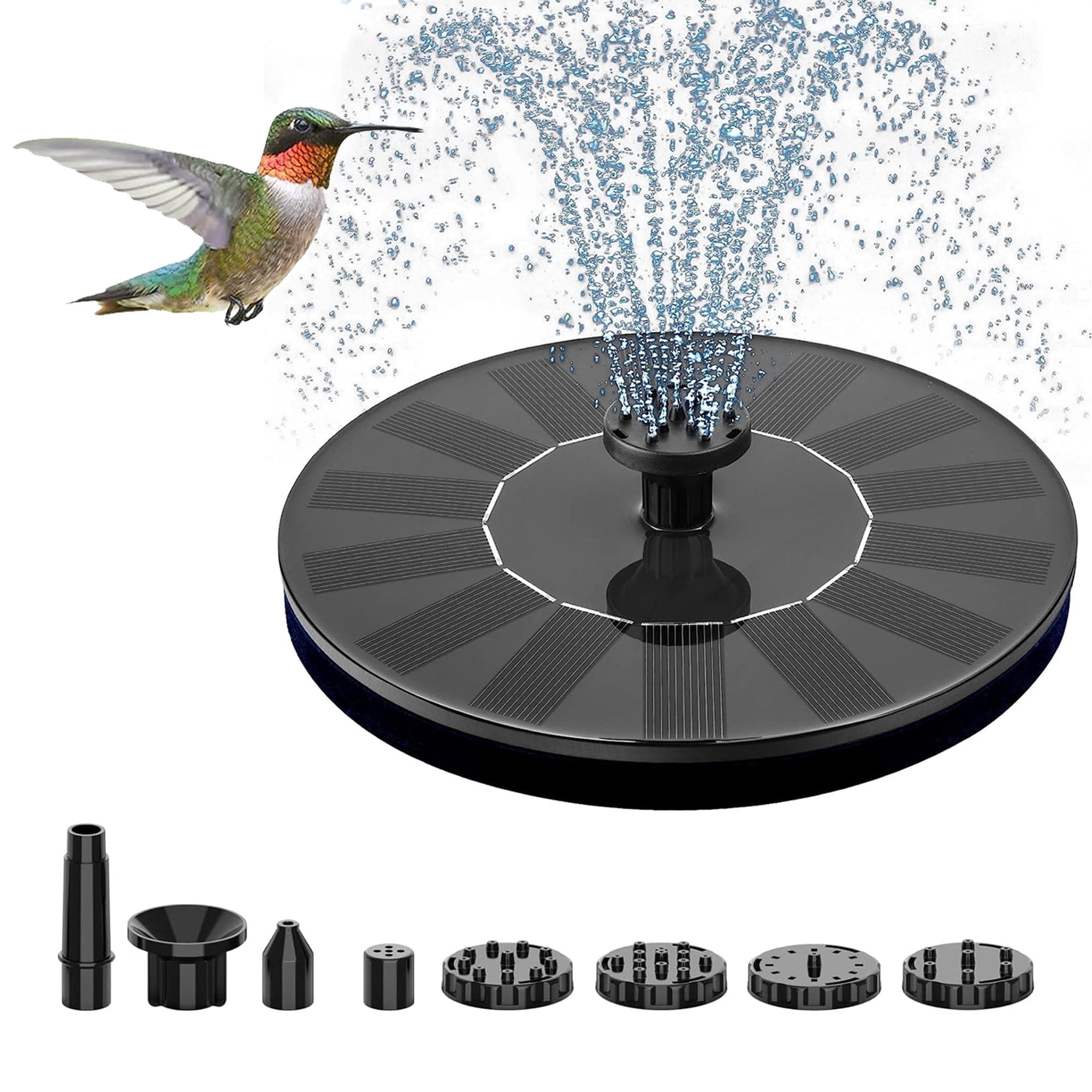 2025 New Solar Bird Bath Fountain Pump, Solar Fountain with 7 Nozzle ...