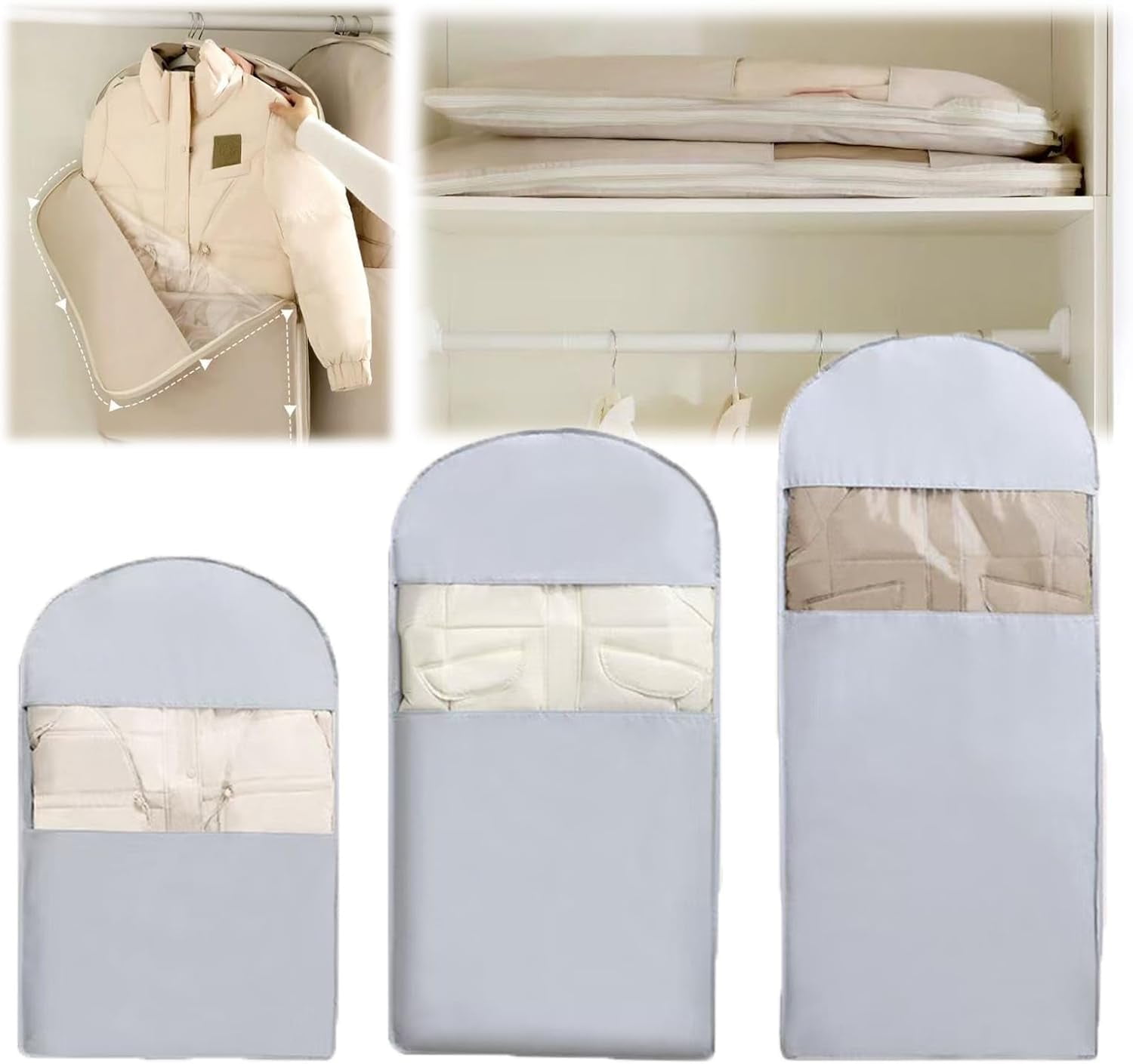 2025 New Space Saving Hanging Garment Bag with Self Compression Zipper ...