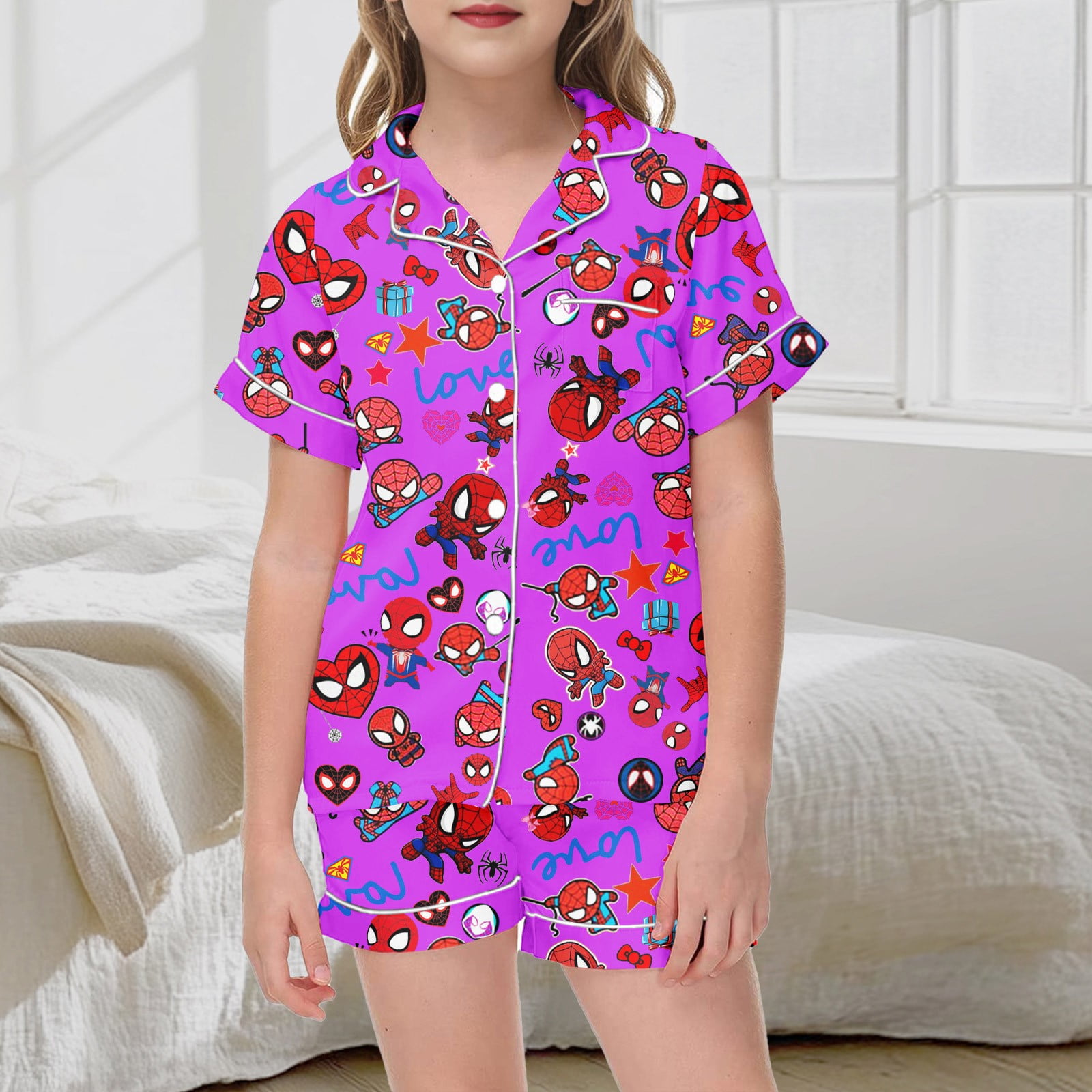 2025 New Spider Hero Boys Girls Pajama Set, Spider-Man Cute Cartoon ...