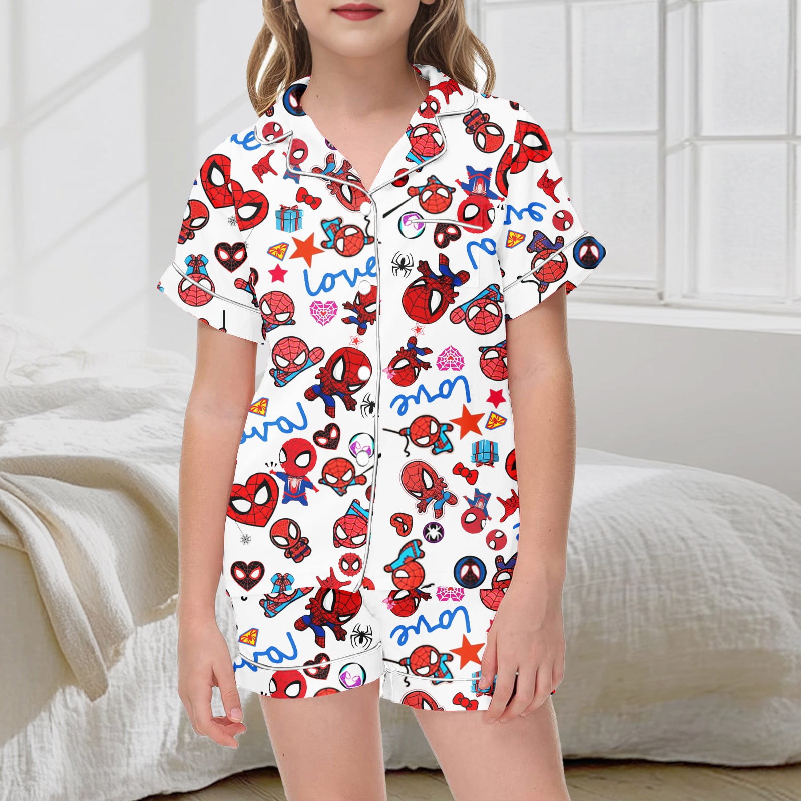 2025 New Spider Hero Boys Girls Pajama Set, Spider-Man Cute Cartoon ...