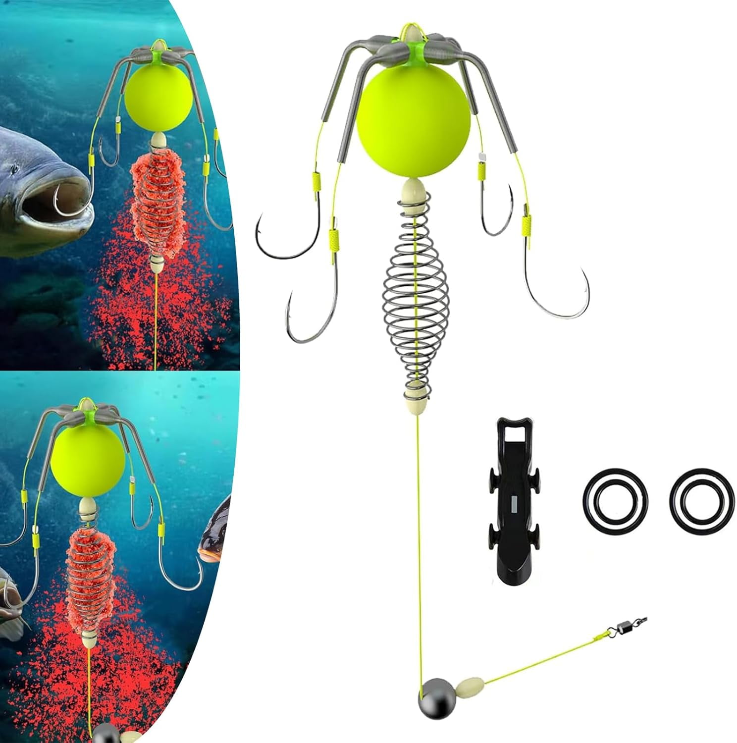 2025 New Spring Bait Cage, Four-Hook Anti-Tangle Fishing Set ...