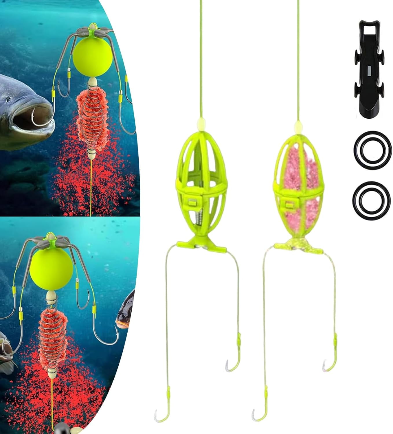 2025 New Spring Bait Cage, Four-Hook Anti-Tangle Fishing Set ...