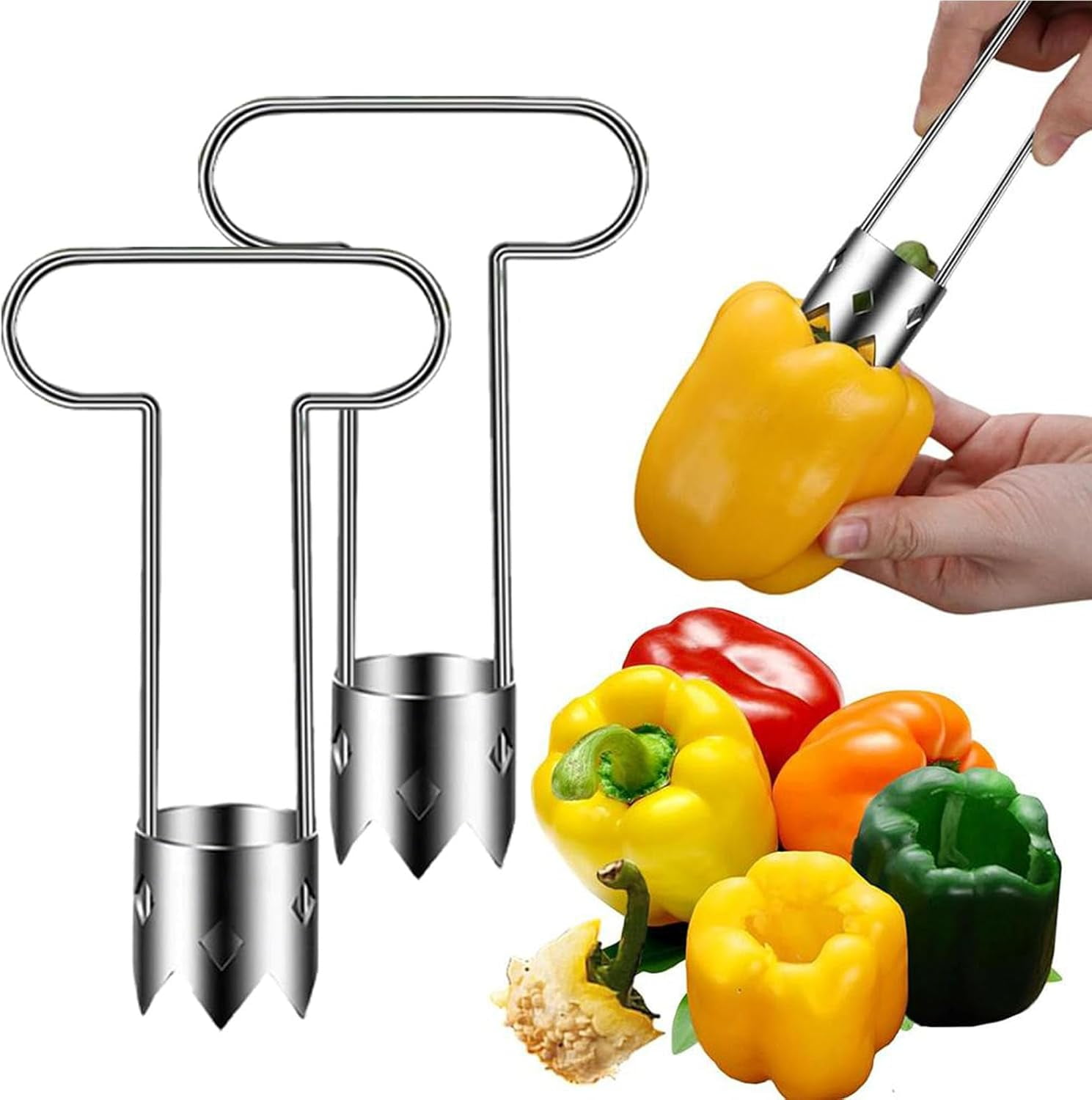 2025 New Stainless Steel Fruite Corer, Fruit and Vegetable Core Remover, Multifunction Pepper ...