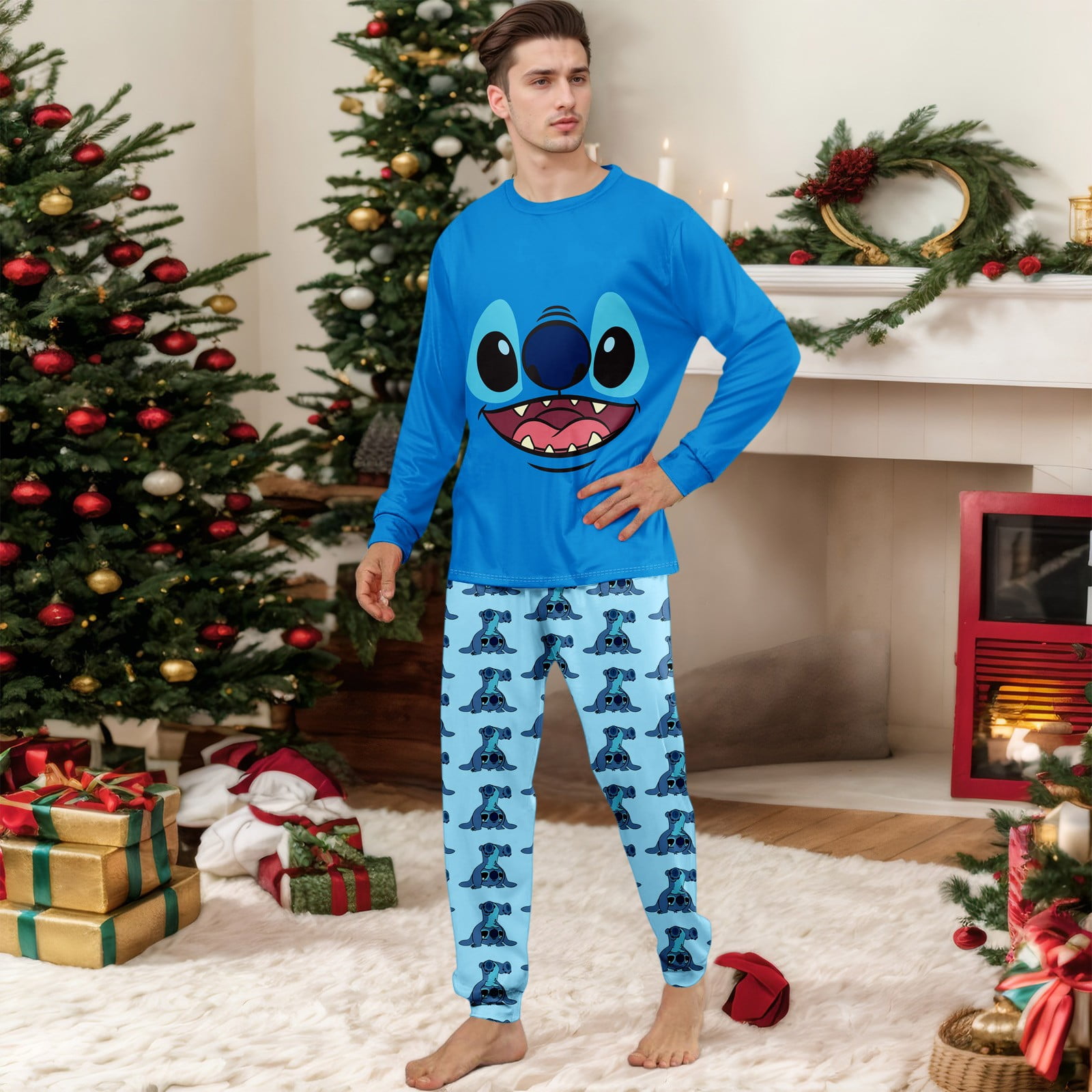2025 New Stitch Matching Family Pajama Sets, Long Sleeve Comfy Pjs ...