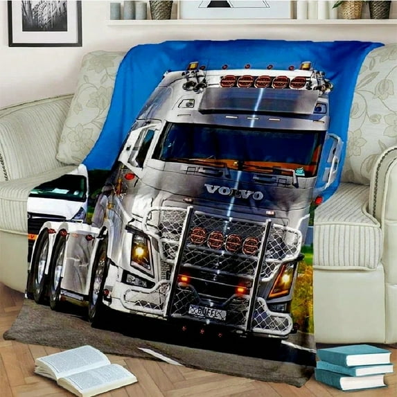 2025 New Style Volvo Cargo Trucks Lorry Car Soft Plush Blanket,Flannel Throw Blanket For Living ...