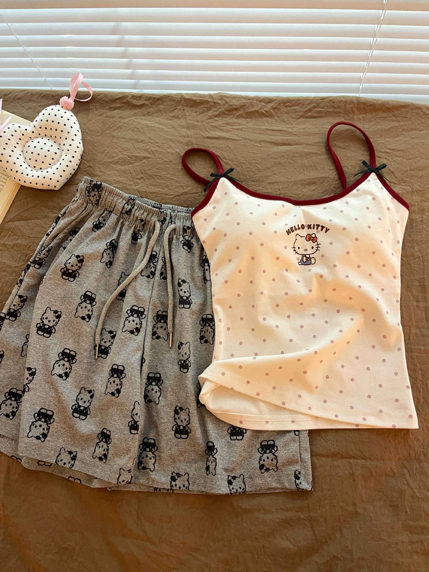 2025 New Summer Hellkitty Home Service Suit Cute Sanrio Cartoon Print ...