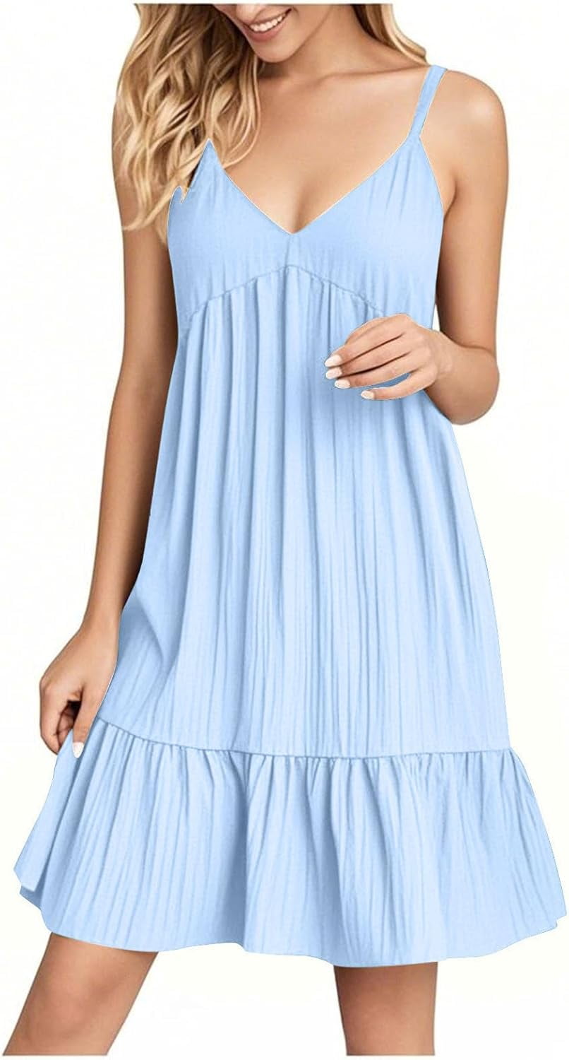 2025 New Sun Dresses for Women 2025 Vacation Summer Casual V Neck ...