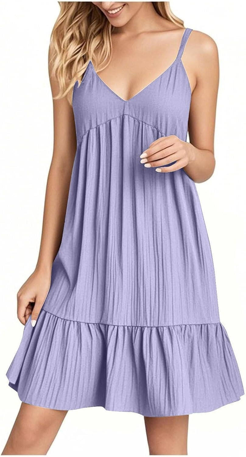 2025 New Sun Dresses for Women 2025 Vacation Summer Casual V Neck ...