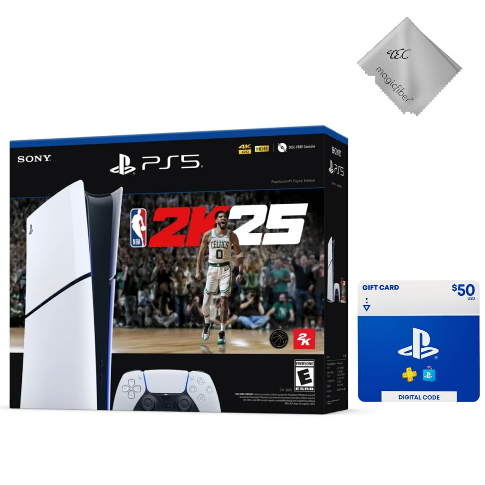 2025 New TEC PS_5 Slim Digital Console (1TB) – NBA 2K25 Game Bundle + PSN 50 Gift Card (Digital ...