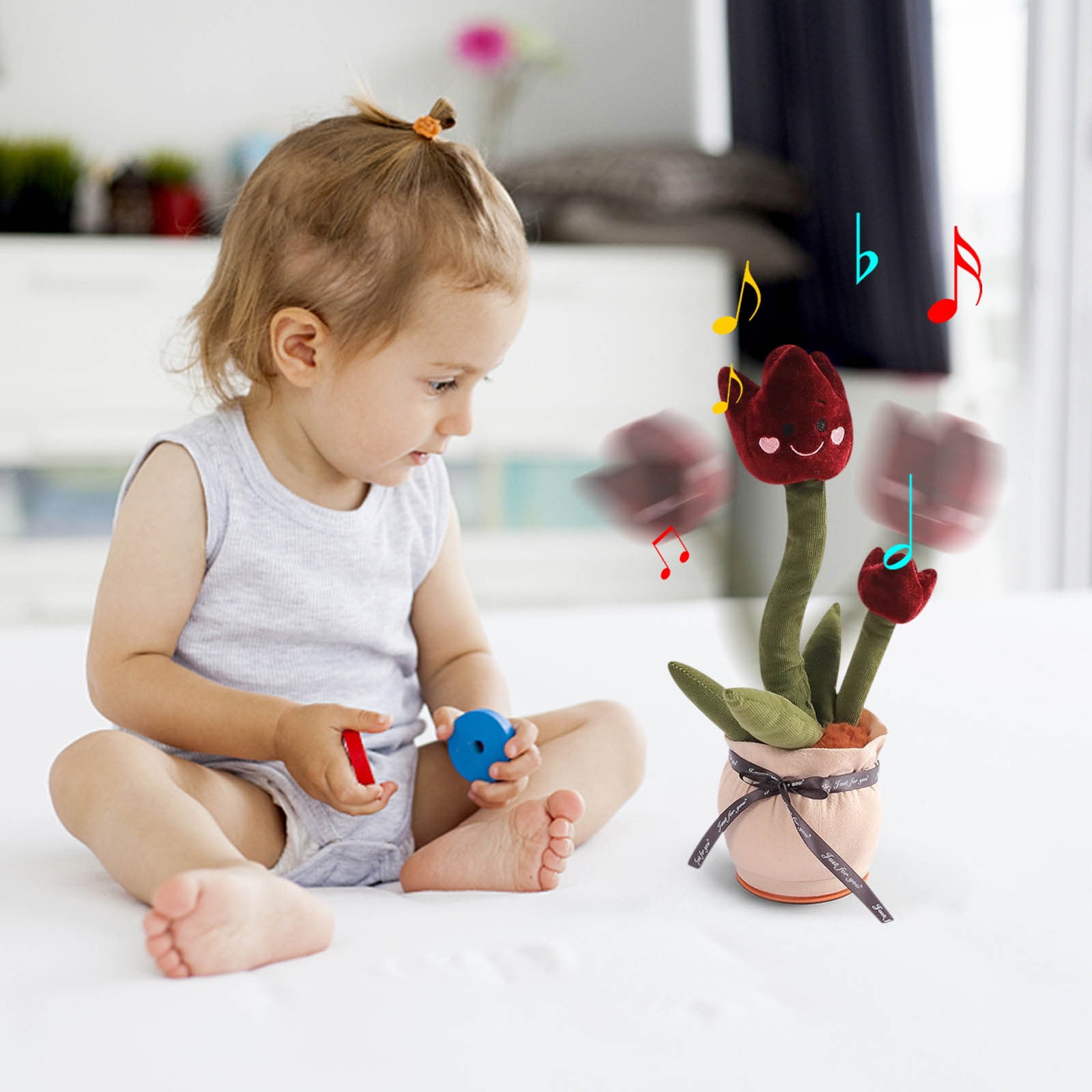 2025 New! Talking Tulips Plush Toy Repeats What You Say Dancing Walking ...
