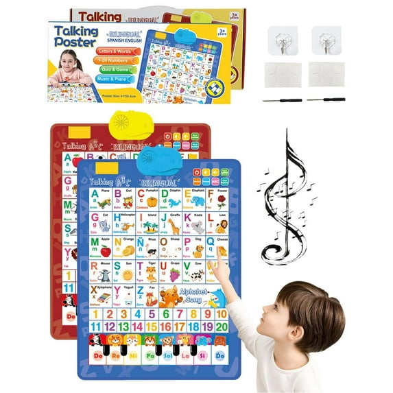 2025 New Talking Wall Chart for Kids English & Spanish Learning Poster ...
