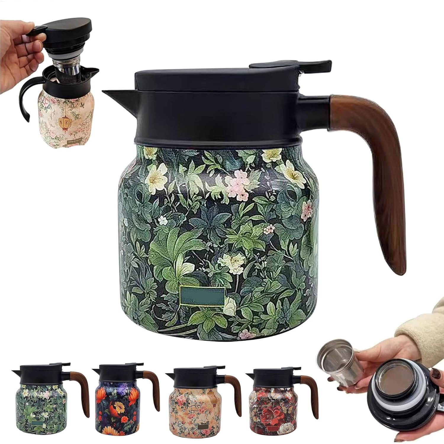 2025 New Tea Pot, Stainless Steel Thermal Coffee Carafe with Wooden ...