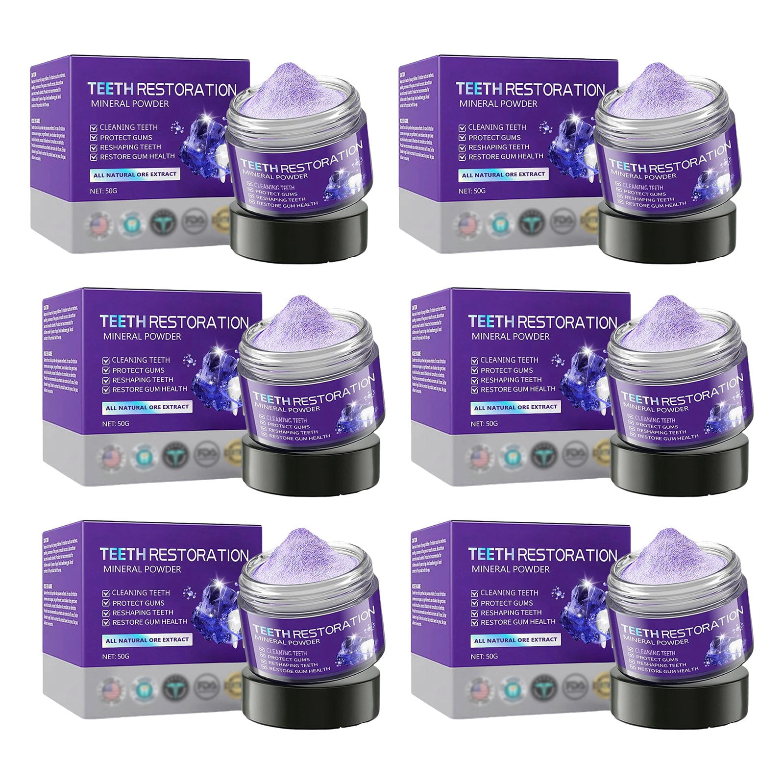 2025 New Teeth Restoration Mineral Powder Purple Natural Tooth Powder ...