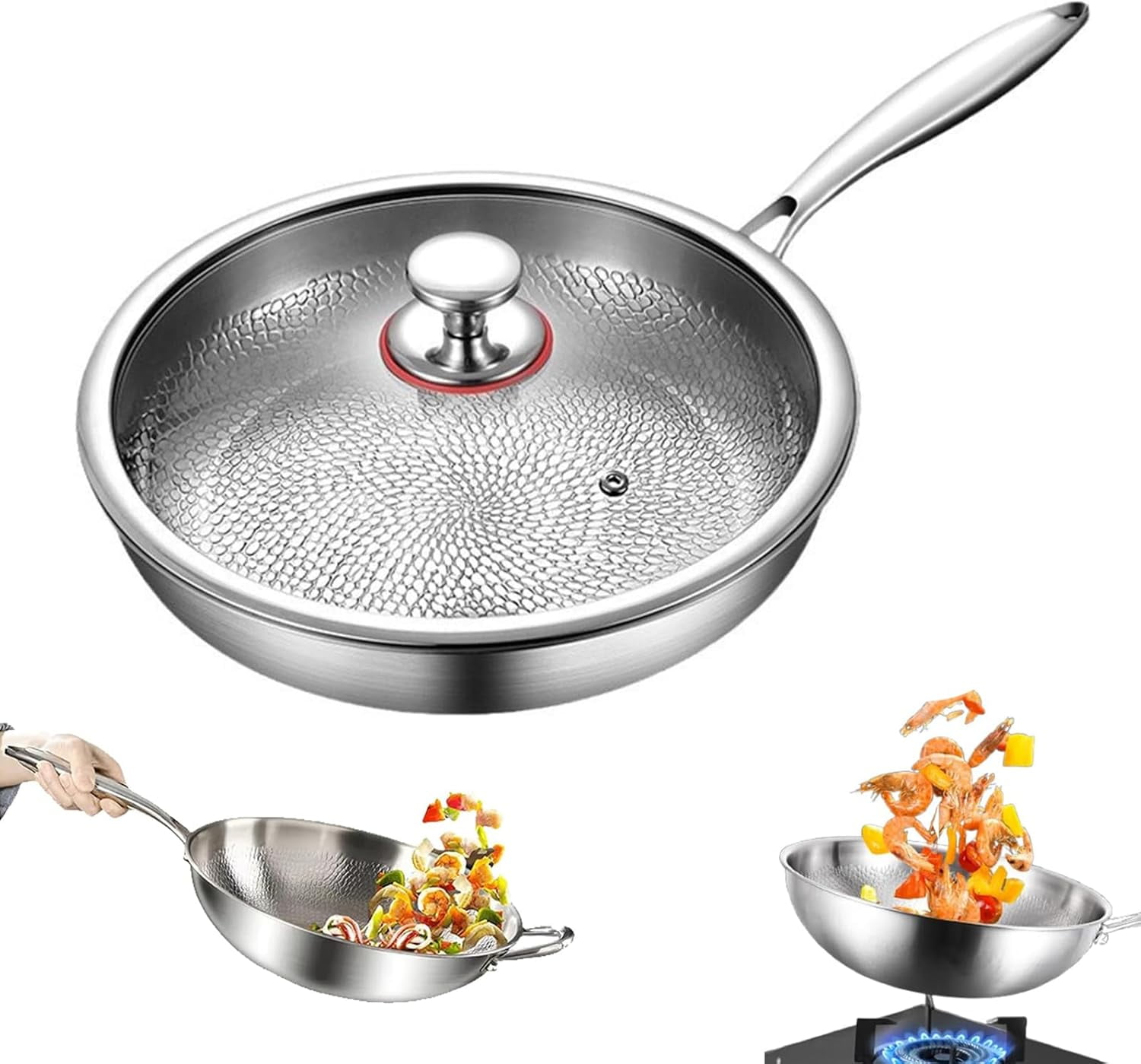 2025 New Titanium Hammered Pan Pro With Lid, Non Stick Titanium Nutri ...