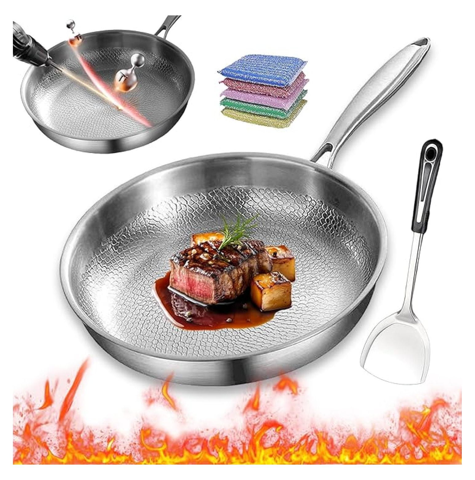 2025 New Titanium Pan, Pure Titanium Pro Frying Pan with Lid, Hammered ...
