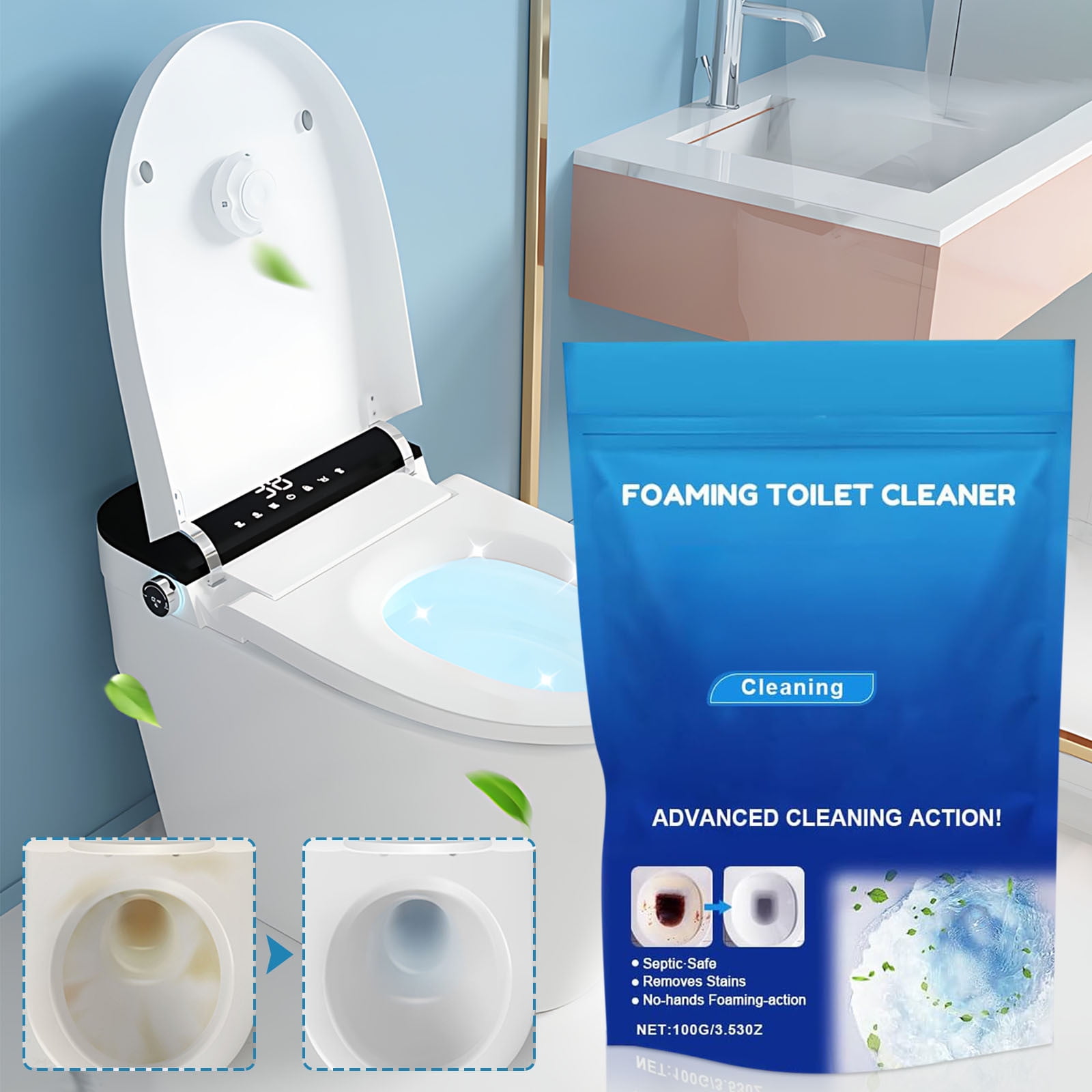 2025 New Toilet Bowl Cleaner Toilet Cleane, Self Activating Powder for ...
