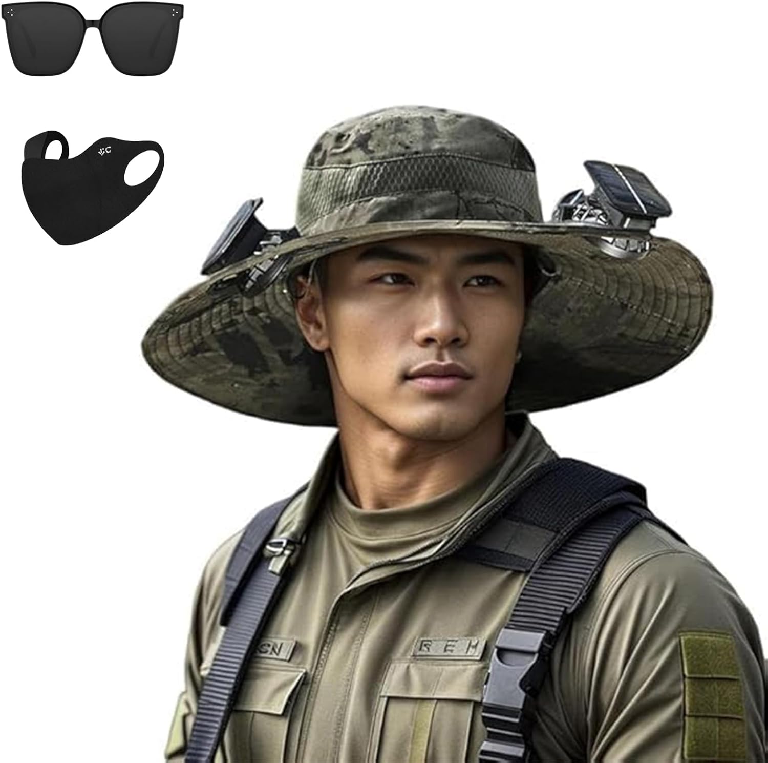 2025 New Ultralight Solar Fan Sun Hat Power Outdoor Fishing Wide with 2 ...
