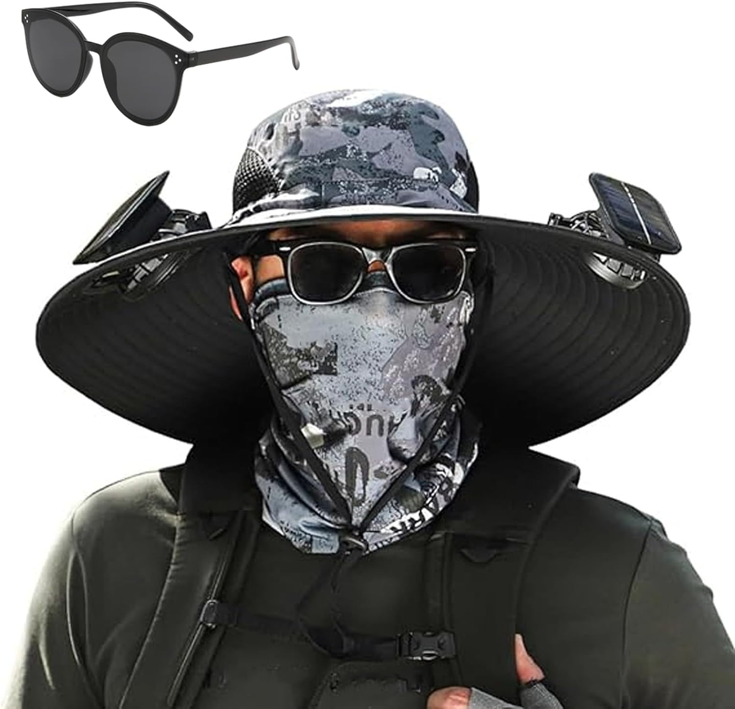 2025 New Ultralight Solar Fan Sun Hat, Wide Brim Solar Fan Hat USB ...