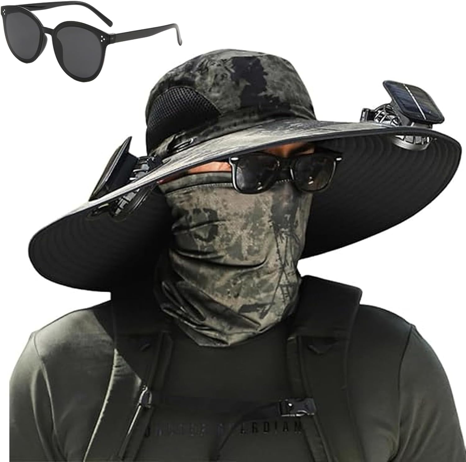 2025 New Ultralight Solar Fan Sun Hat, Wide Brim Solar Fan Hat USB ...